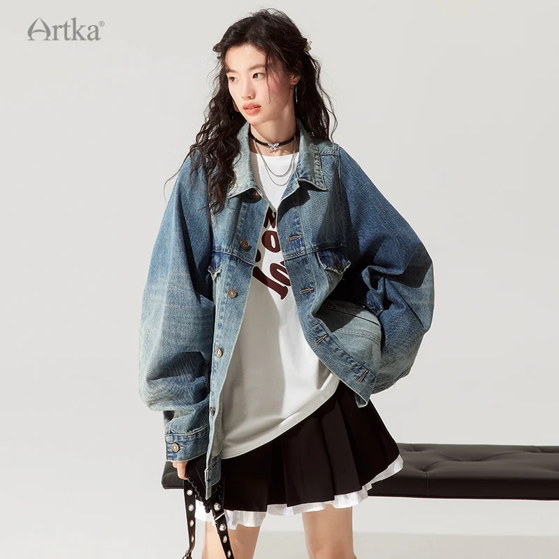 ARTKA-2023-Autumn-New-Women-Denim-Jacket-Fashion-Casual-Streetwear ...
