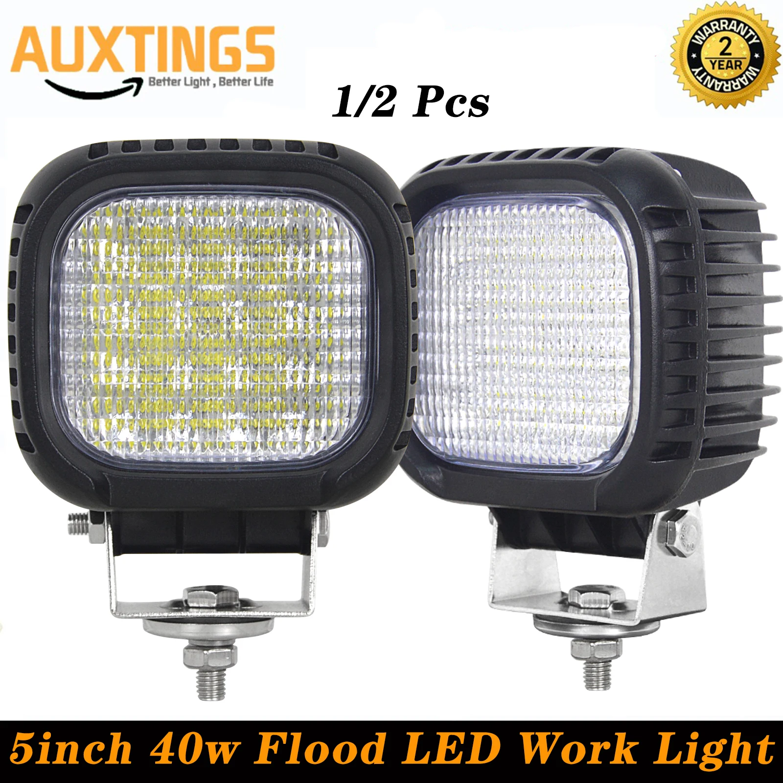 5 inch 40W LED Work Light Pods Spot Flood Beam Driving Lights Off-Road ...