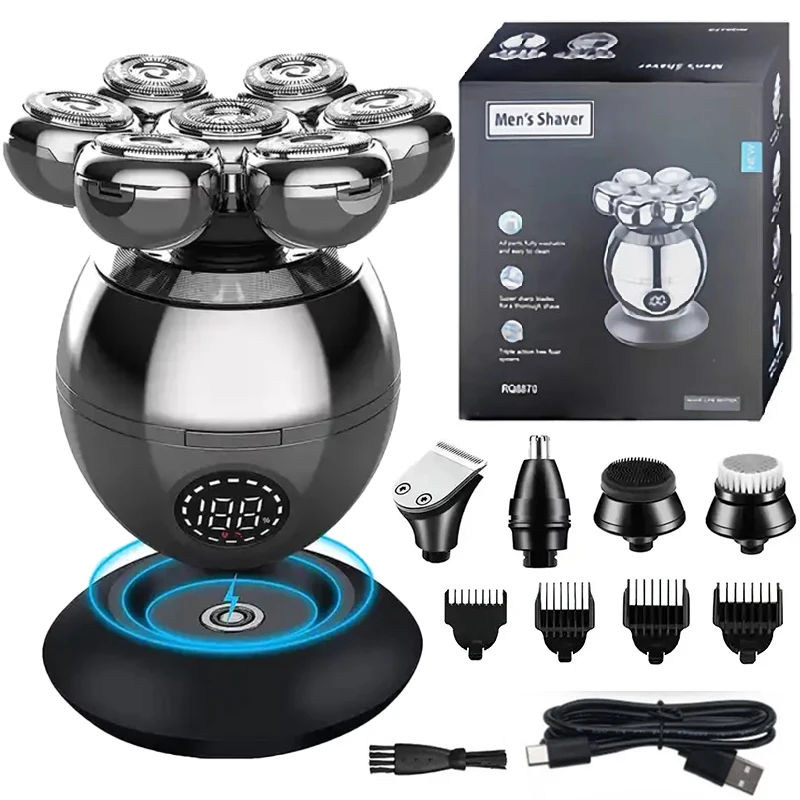 5 In 1 Electric Head Shaver for Bald Men 7D Floating Cutter Beard ...