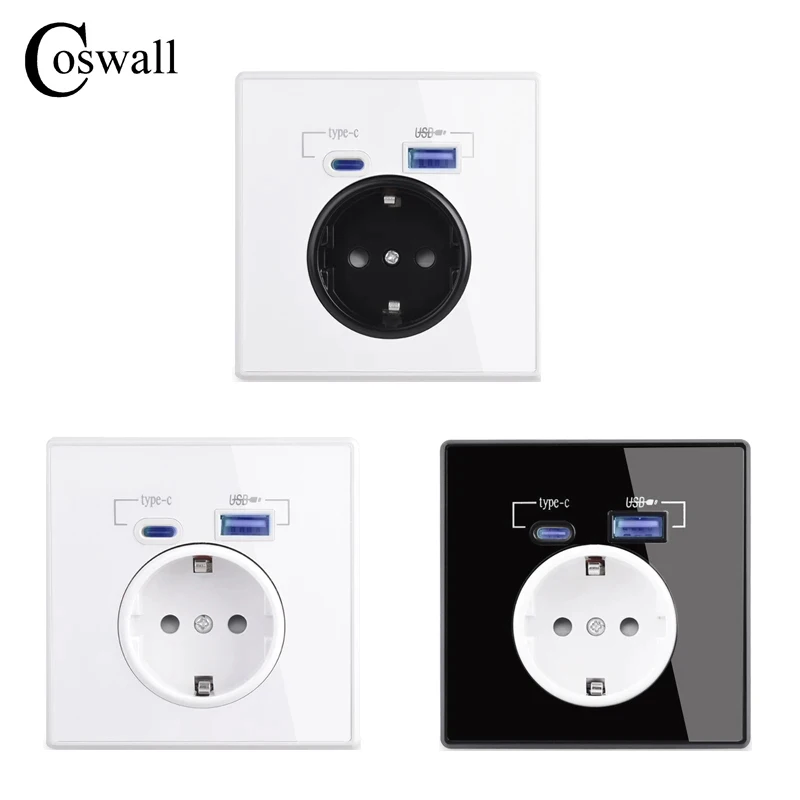 COSWALL-Type-C-Interface-Outlet-Wall-EU-Russia-French-Standard-Socket ...