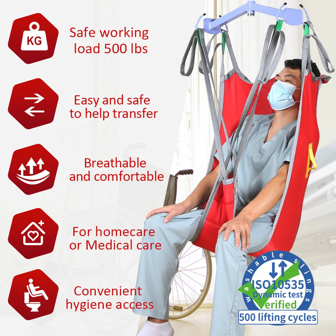 Ehucon High Back Hoyer Lift Sling,Divided Leg Patient Transfer Sling ...