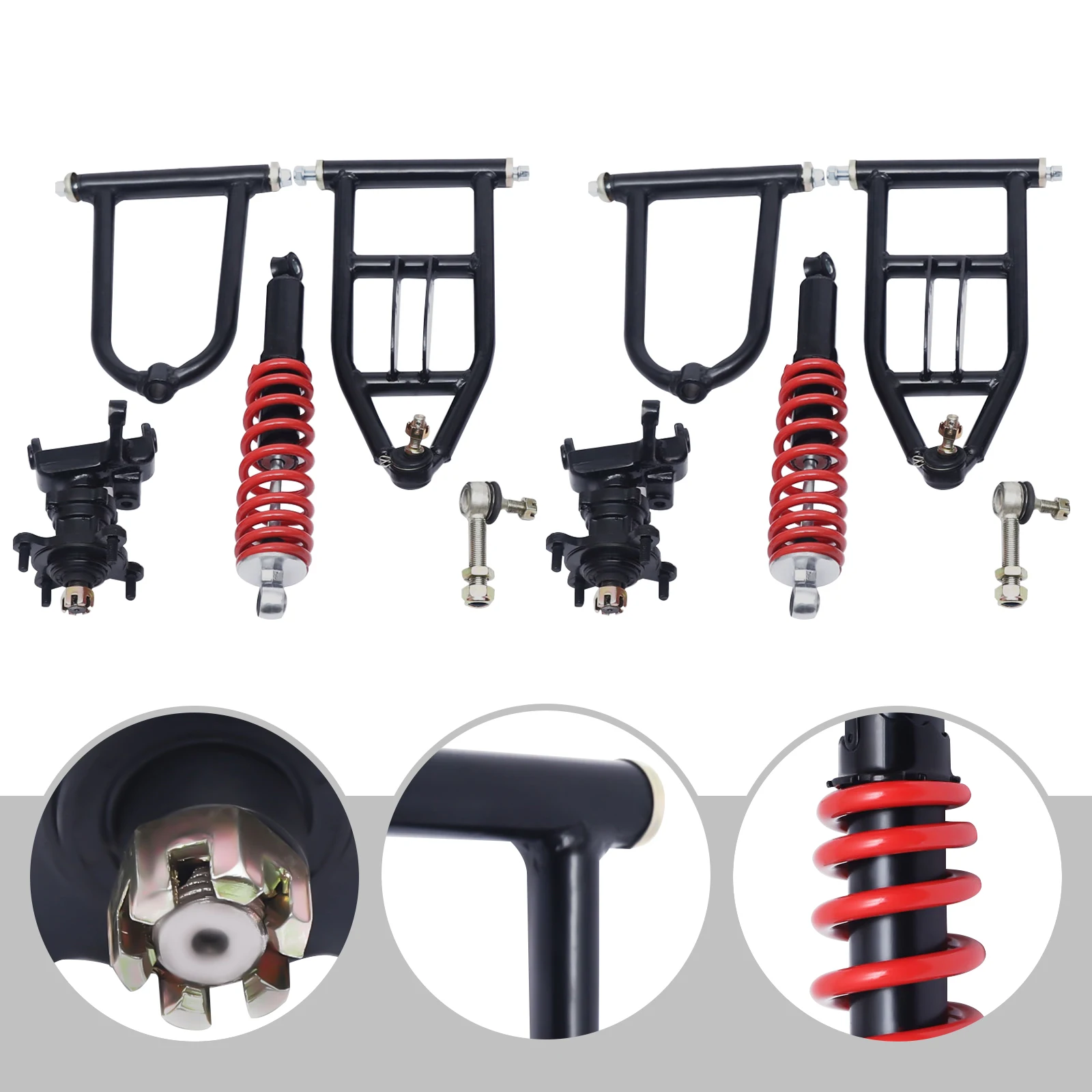 Front Suspension Shock Kit Assembly Upper Lower Swingarm For ATV Quad ...