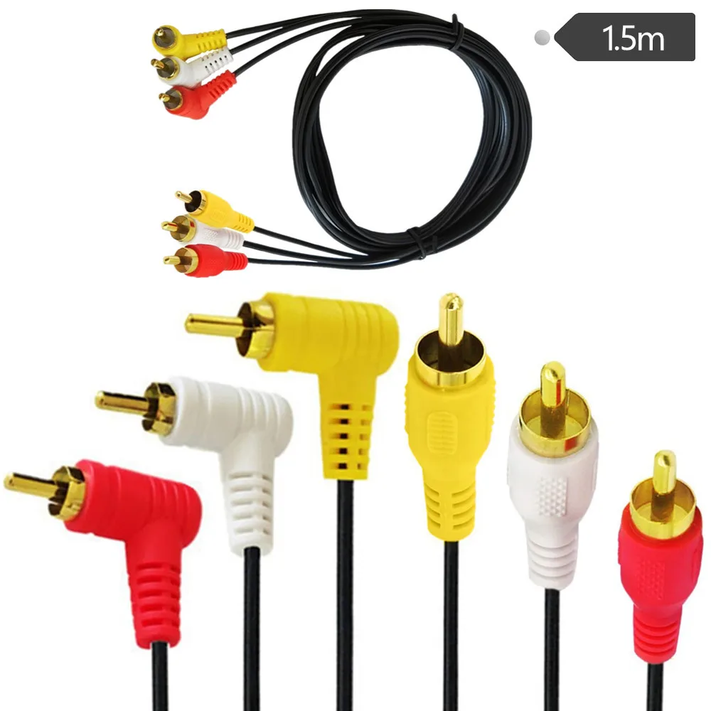 3-RCA-Cable-Gold-Plated-90-Degree-Right-Angle-RCA-Audio-Video-Cable-3 ...