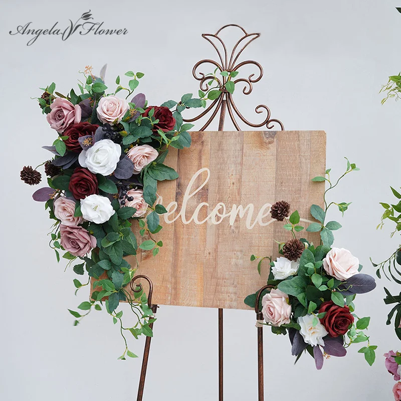 Bean-Paste-Color-Series-With-Greenery-Welcome-Sign-Flower-Door-Plaque ...