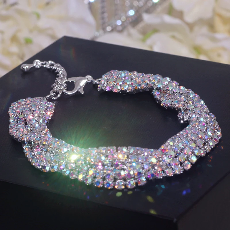 Luxury-Shining-Colorful-Rhinestone-Bracelet-for-Women-Adjustable-Charm ...