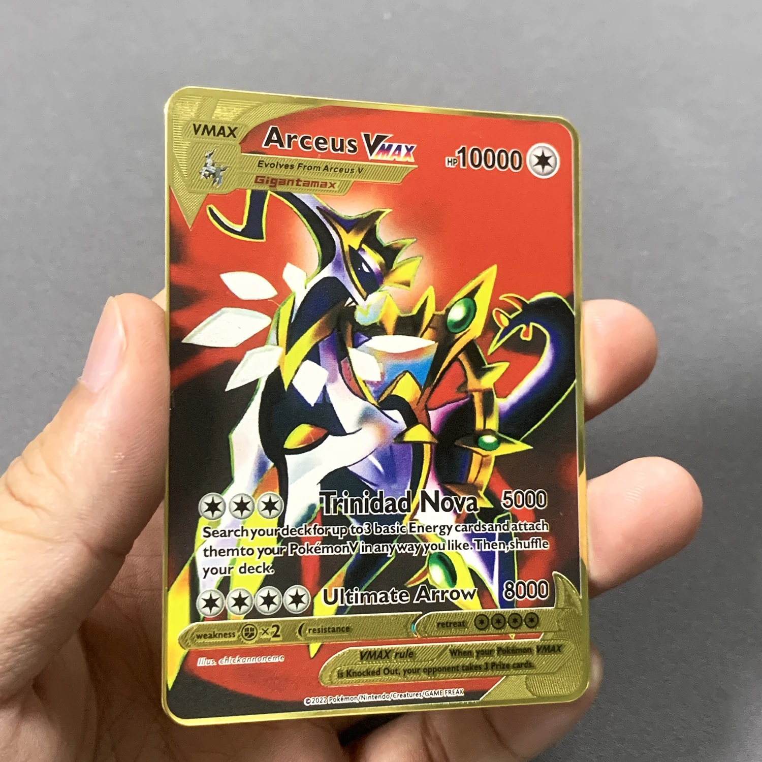 10000 Point Arceus Vmax Metal Cards Diy Card Pikachu Charizard Gold ...