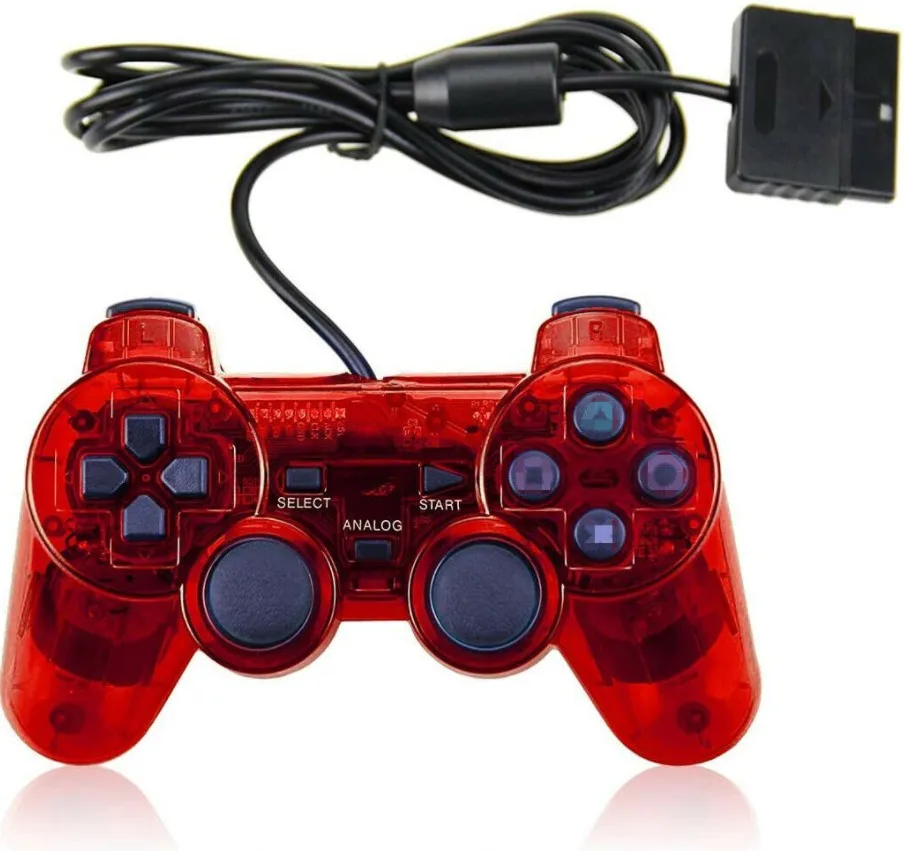 Transparent-Color-Wired-Connection-Gamepad-For-Sony-PS2-Vibration ...