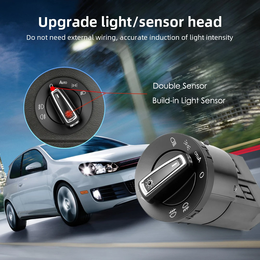 For-VW-POLO-Auto-Headlight-Control-Switch-Sensor-Build-in-Sensor-White ...