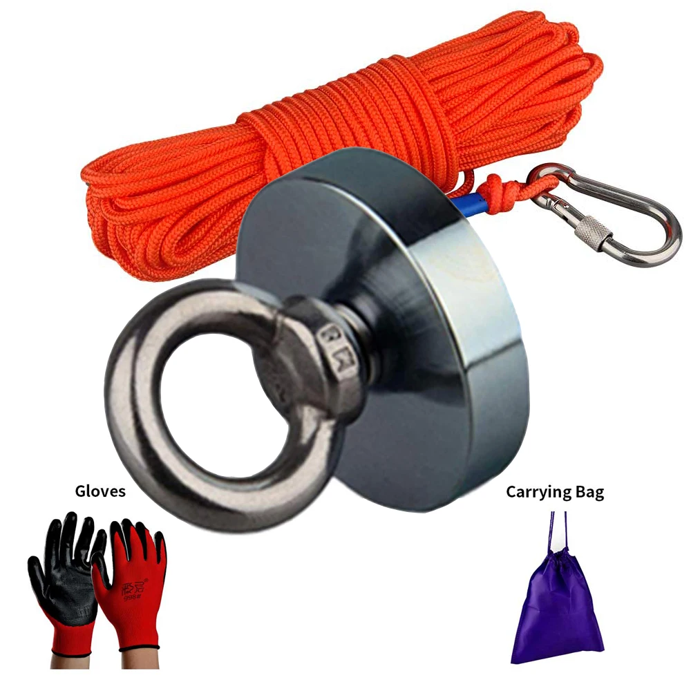 Strong Neodymium Lift Magnet Set D60mm Metal Rrecovery 120KG Durable ...