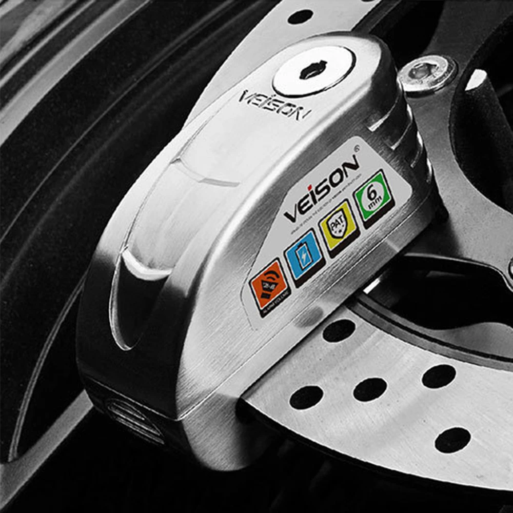 VEISON Waterproof Lock Alarme Motocicleta, freio a disco, Rotor Cadeado ...