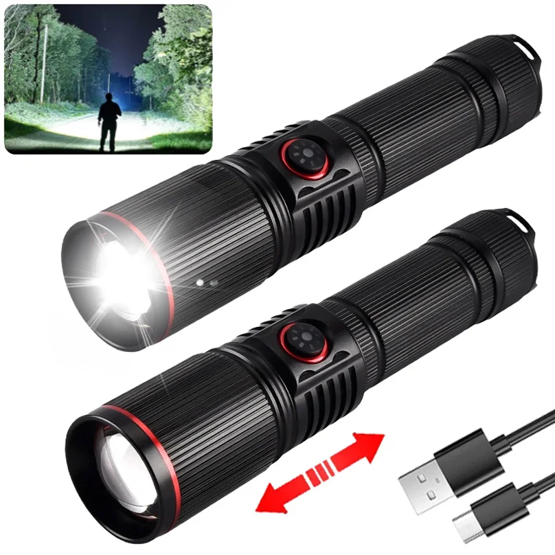 F313-Powerful-LEP-Flashlight-18650-or-21700-Battery-Zoom-Torch-Strong ...