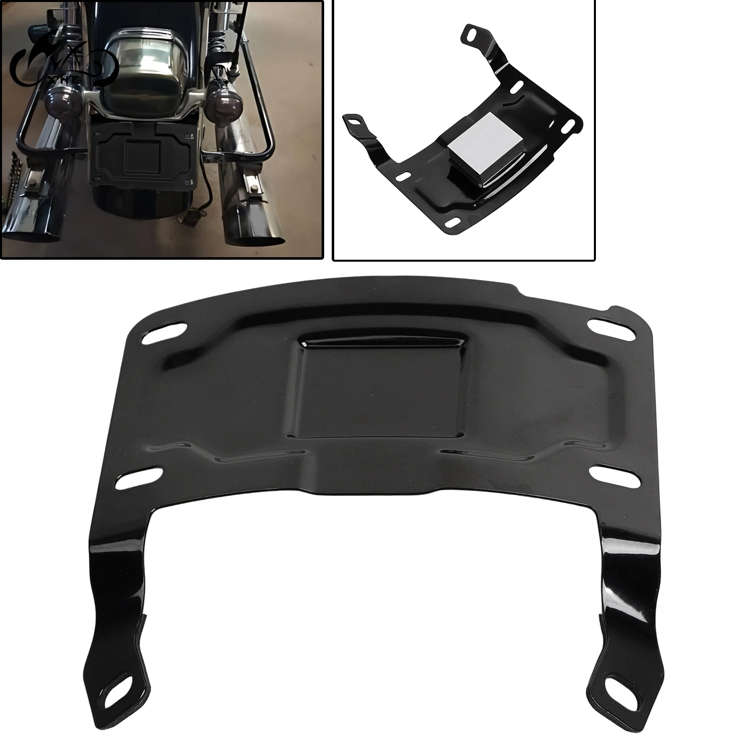 Black License Plate Relocation Mount Kit For Harley 1986-2006 Softail ...