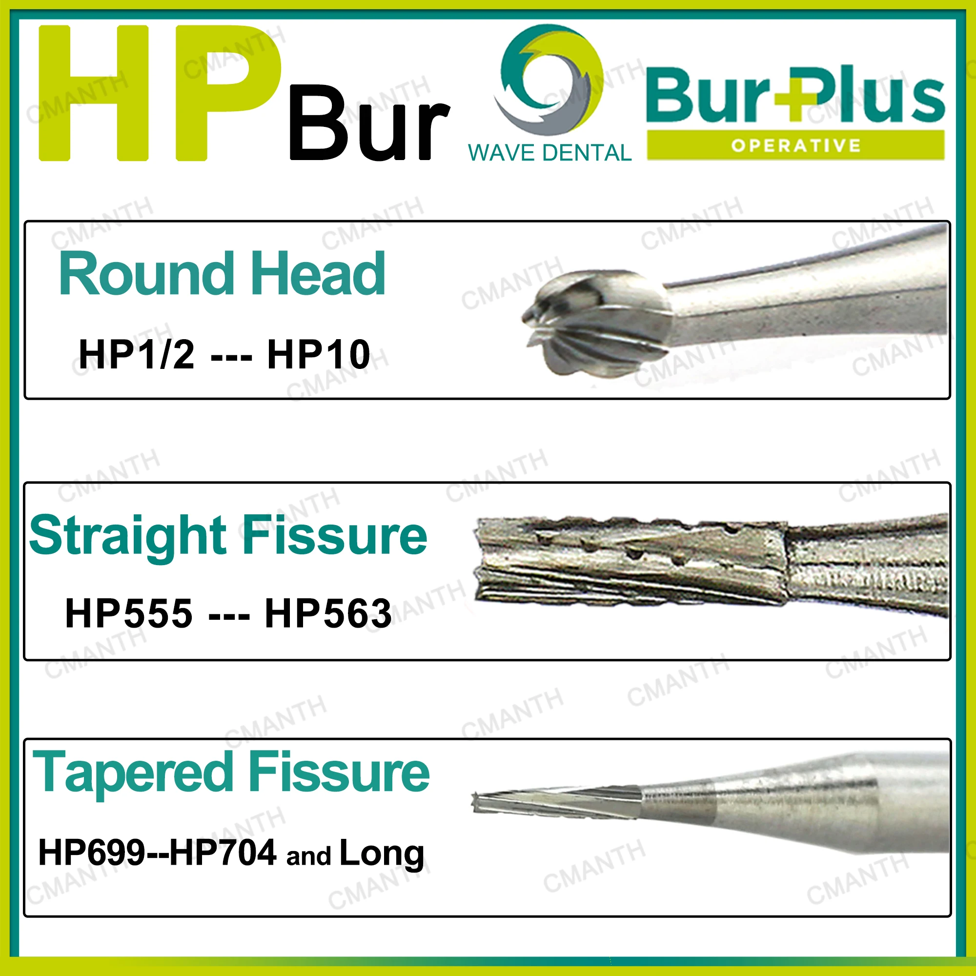 WAVE Dental Bur Tungsten Carbide Burs Round Straight Tapered Fissere ...