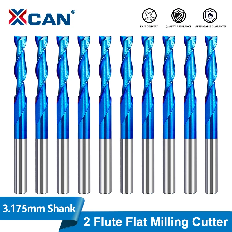 XCAN Flat End Mill 10pcs 3.175mm Carbide Milling Cutter 2 Flute ...