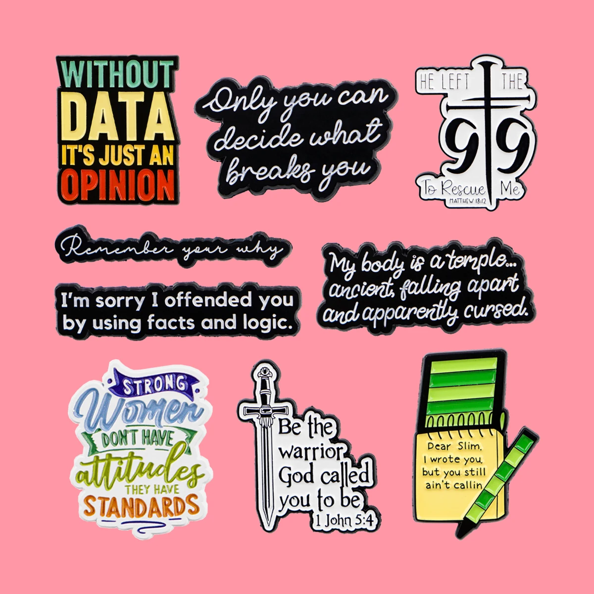 Funny I'm Quotes Enamel Pins Jesus Cross Phrase Brooch Lapel Pin Badge ...