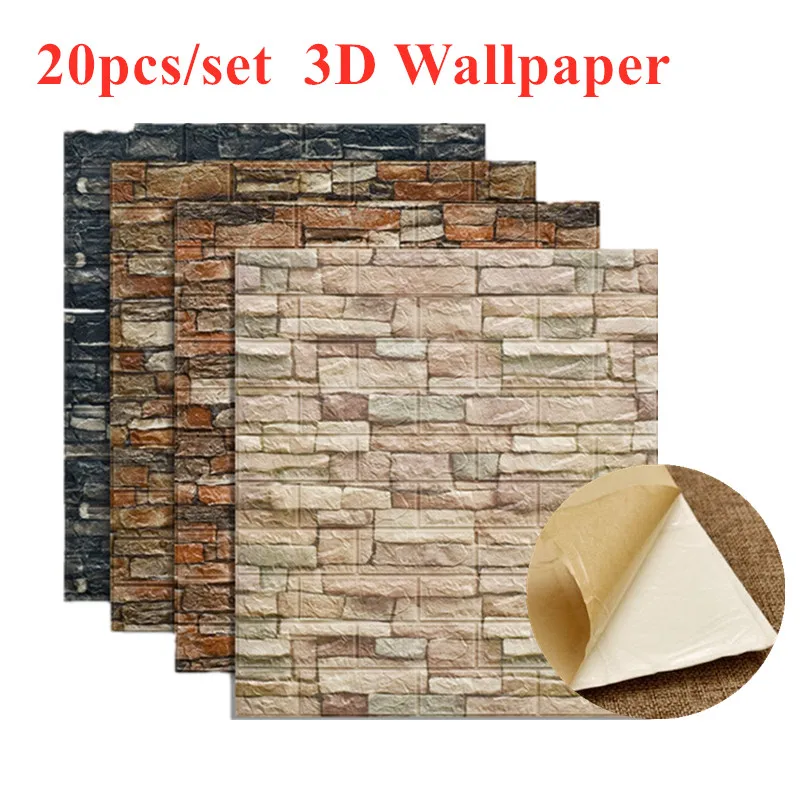 20pcs-3D-Wallpaper-Self-Adhesive-Panel-XPE-Foam-Waterproof-Noise ...