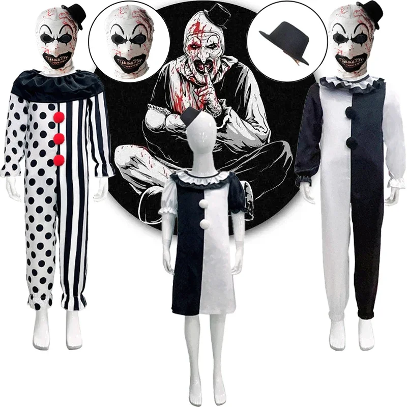 Kids-Terrifier-Clown-Cosplay-Costume-Terrifier-Mask-Jumpsuit-Halloween ...