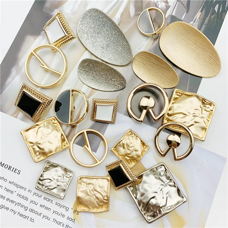 5pcs-Irregular-Metal-Buttons-Square-Water-Drop-Hollow-Round-Decorative ...