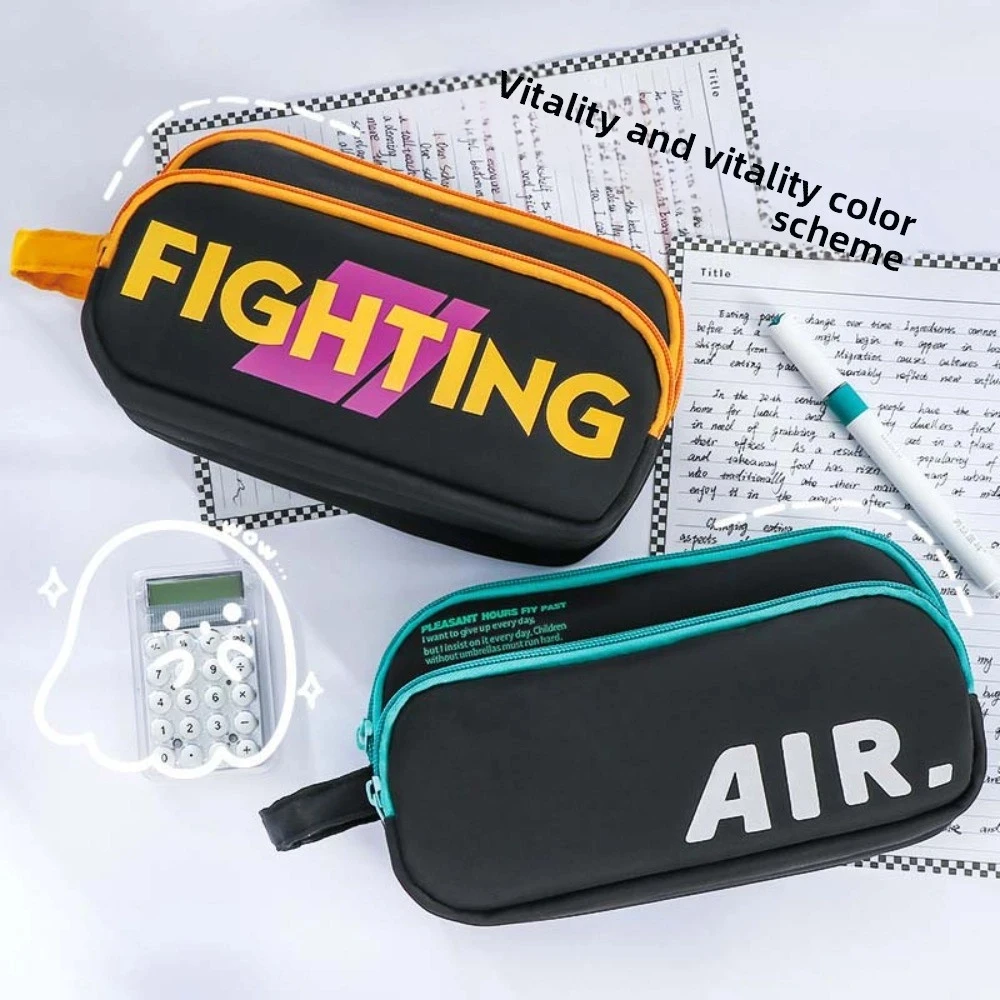 Large Capacity English Letter Pencil Bag Multi-layered Zipper ...