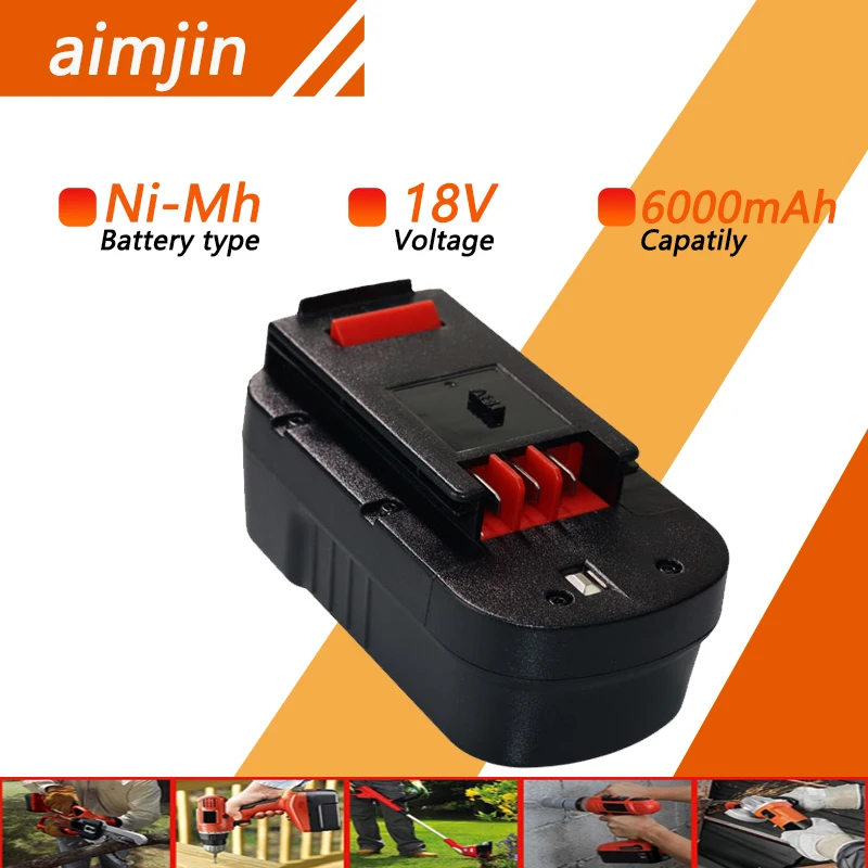 NEW HPB 18V 6000MAH Rechargeable Tools Battery For Black&Decker Hpb18 ...