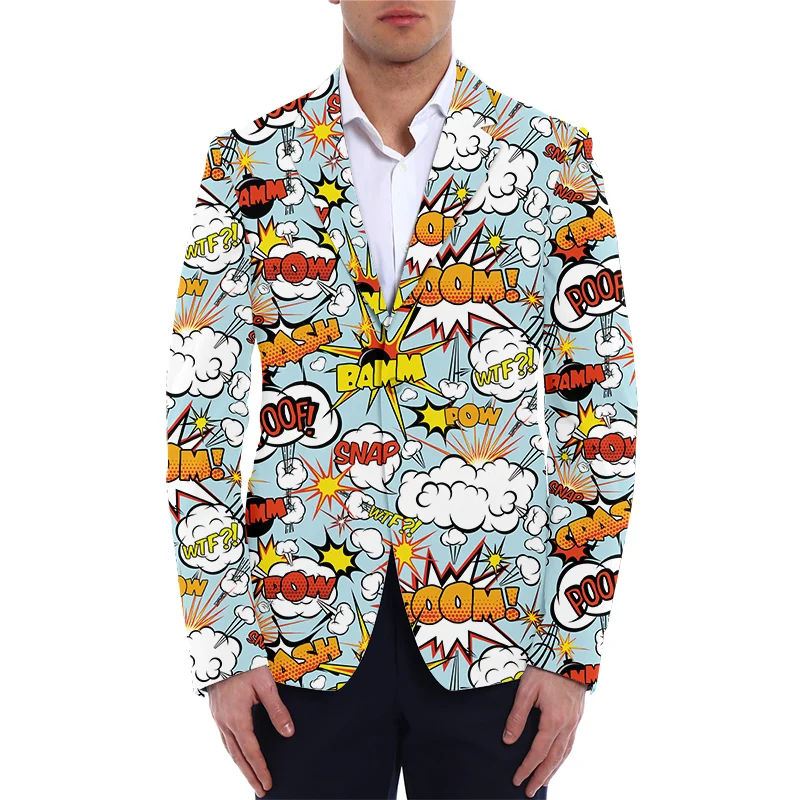Men 3D graffiti print blazers Boys Costum Oversize Fashion Summer Male ...