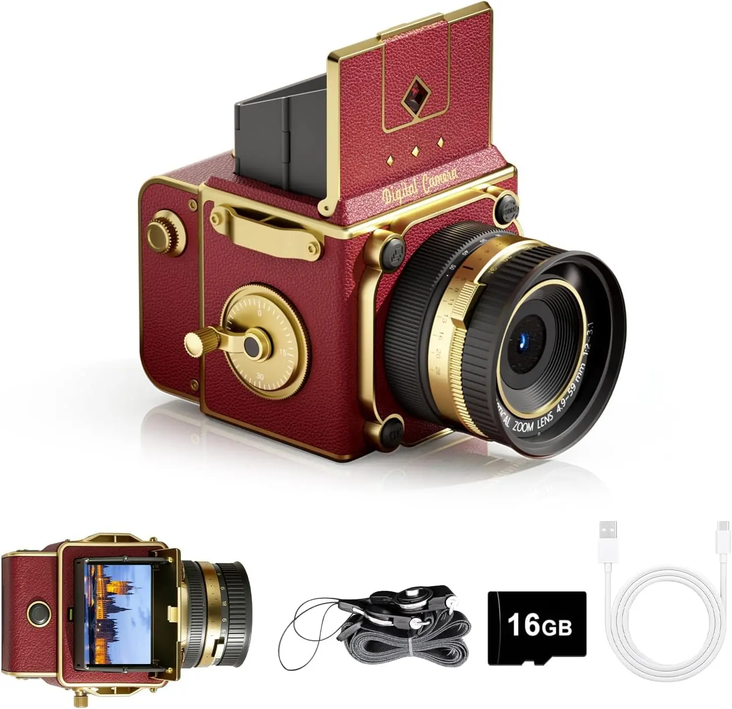 Vintage Digital Camera, 64MP 2.7K Retro Point and Shoot with Autofocus ...