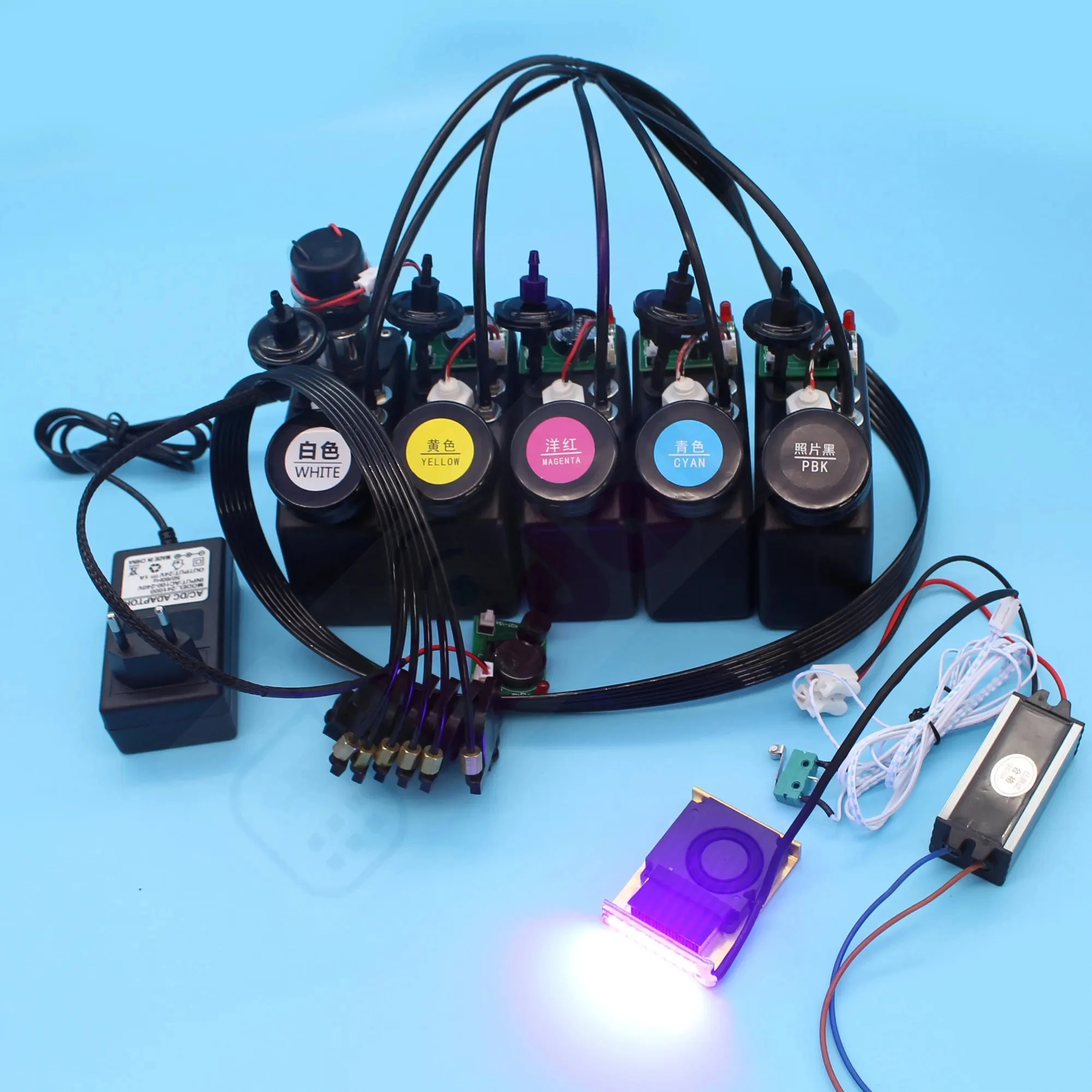 Printer-CISS-UV-LED-Ink-With-Stirrer-Mixer-White-Ink-Tank-Kit-For-Epson ...