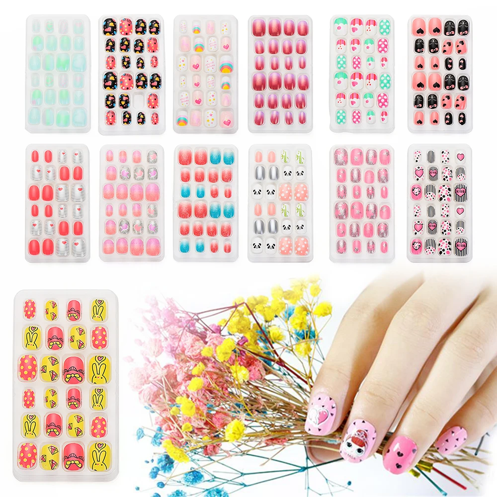 24Pcs-Lot-Detachable-Fake-Nails-for-Girls-Nails-Art-False-Nail-Tips ...
