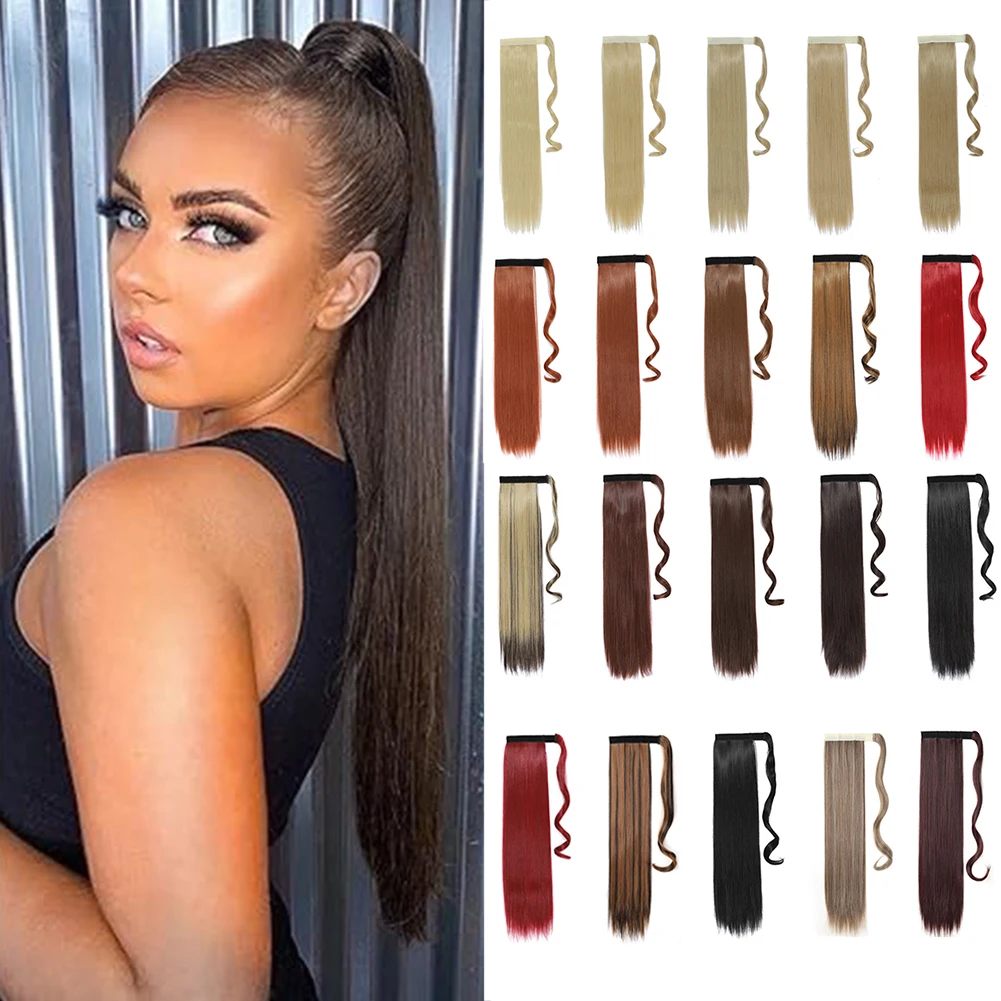 Straight-Long-Ponytail-Extensions-24-Inch-Wrap-Around-Synthetic-Hair ...