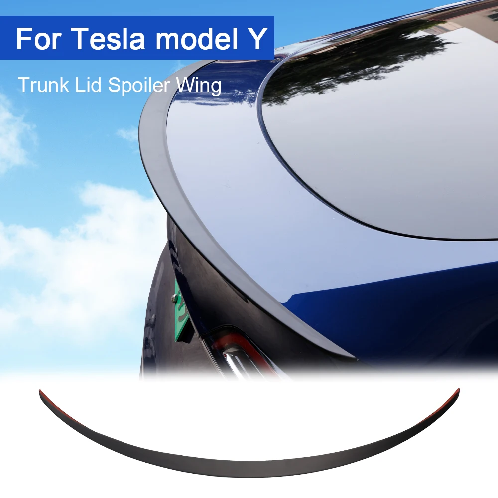 For-Tesla-Tail-Spoile-Carbon-Fiber-Pattern-Trunk-Lid-Spoiler-Wing-Punch ...