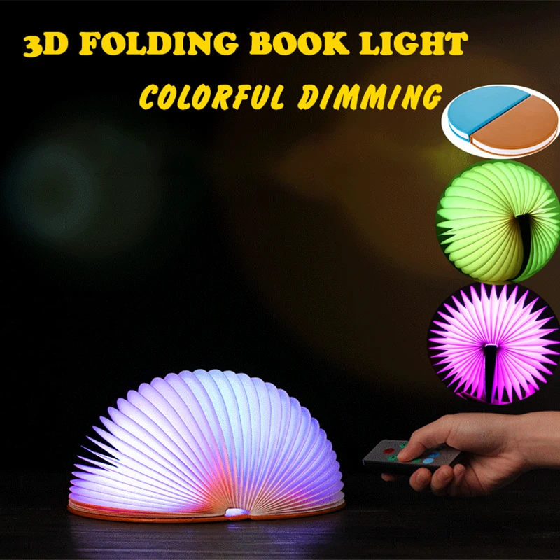 Folding-LED-Night-Light-Remote-Control-RGB-Color-Book-Lamp-Semi ...