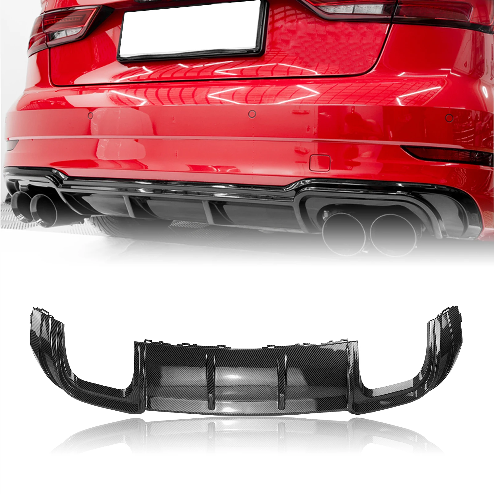 For-Audi-A3-Sline-S3-Sedan-2017-2020-Sport-Models-Rear-Bumper-Diffuser ...