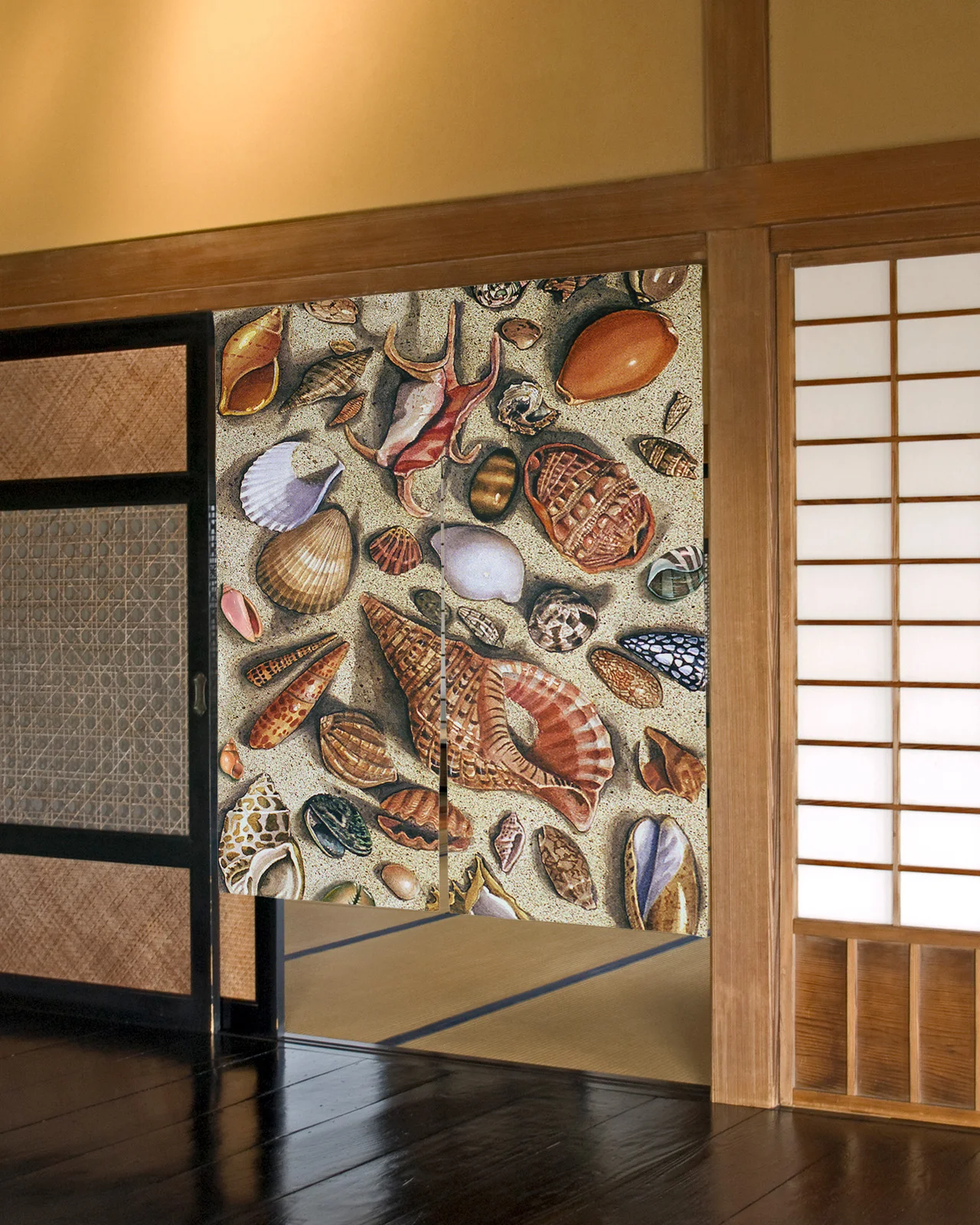 Antique Beach Conch Shells Short Kitchen Door Curtain Japanese Style ...