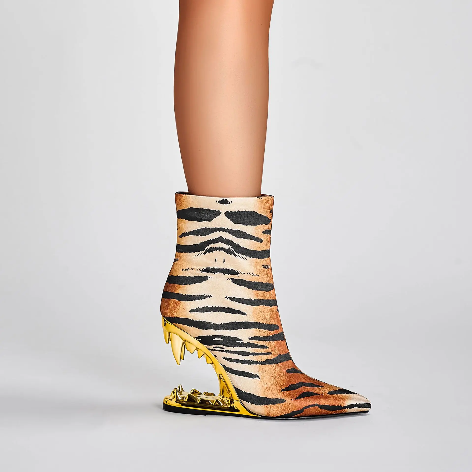 2023-Tiger-Camo-Leather-Botas-Tiger-Teeth-High-Heels-Ankle-Boots ...
