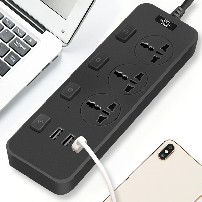 Universal-2500W-Power-Strip-Socket-US-EU-UK-Plug-USB-6-Ports-Separate ...