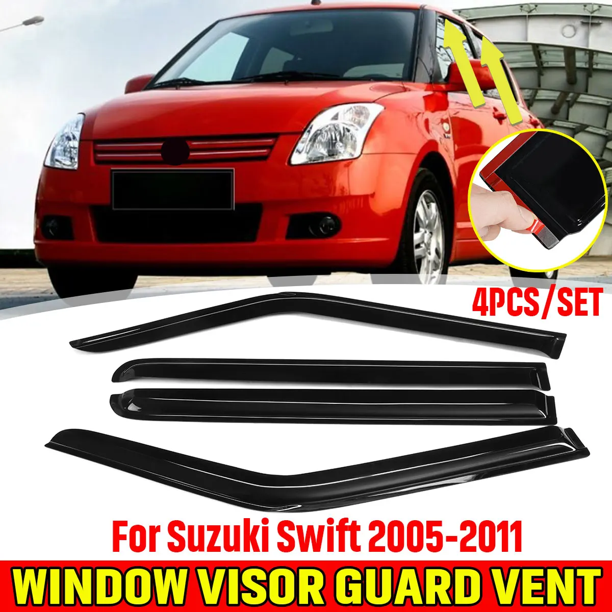 4pcs Car Side Window Deflector Window Visor Vent For Suzuki Swift 2005 ...