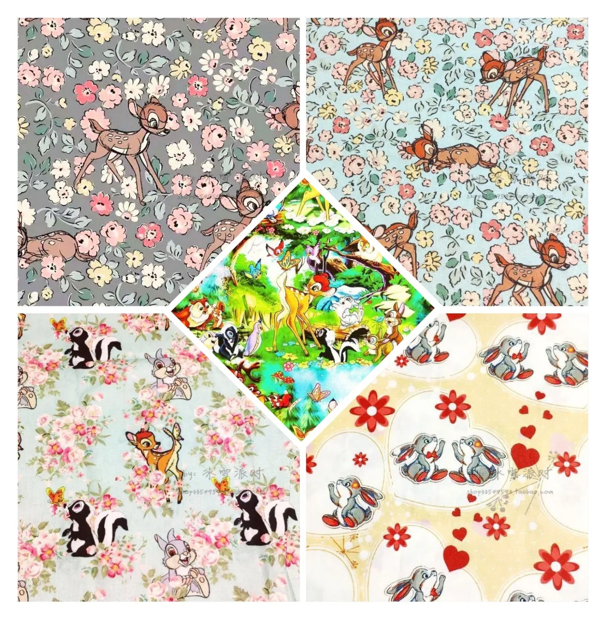 100% Cotton Disney Bambi Fabric Material For Clothes Dress Cotton ...