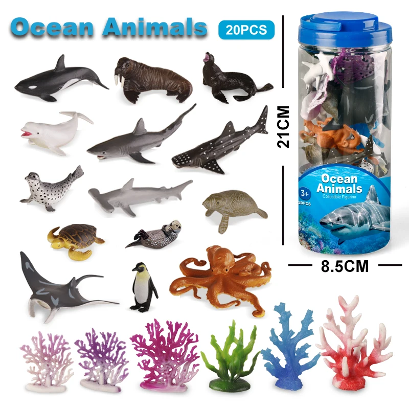 20Pcs-Simulated-Mini-Sea-Life-Toy-Model-Realistic-Marine-Ocean-Animals ...