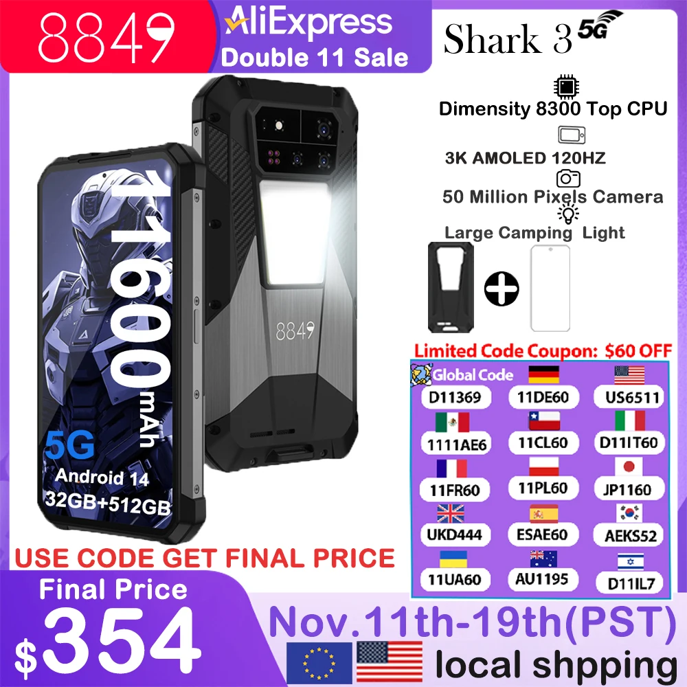 8849 SHARK 3 by Unihertz Rugged Smartphone Android 14 32GB 512GB ...