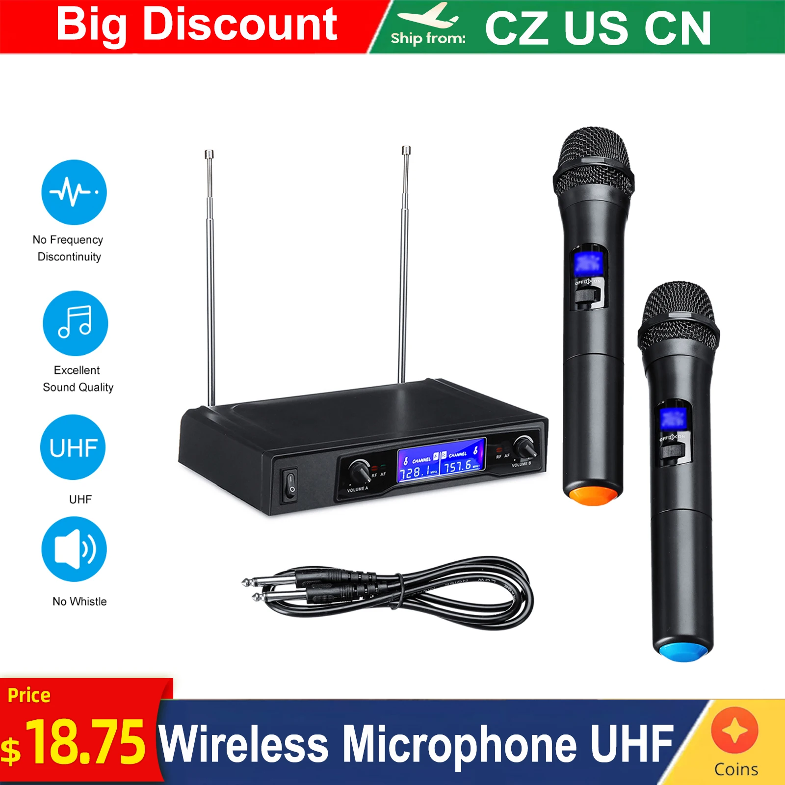 Karaoke-Microphones-UHF-Professional-2-CH-Cordless-Dual-Handheld ...