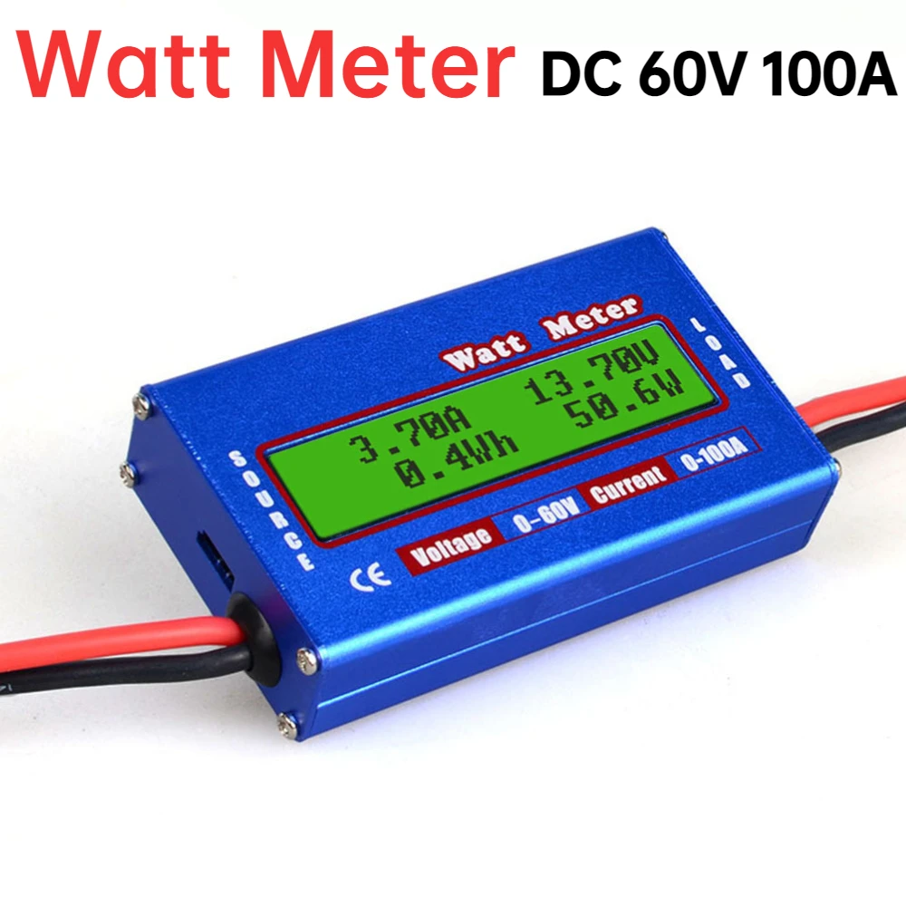 Digital-Wattmeter-Power-Meter-DC-60V-100A-Balance-Voltage-Battery-Power ...