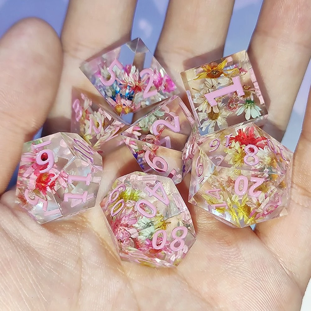 7Pcs Polyhedral Dice Set Resin Dices Table Games Accessory D6 D8 D10 ...