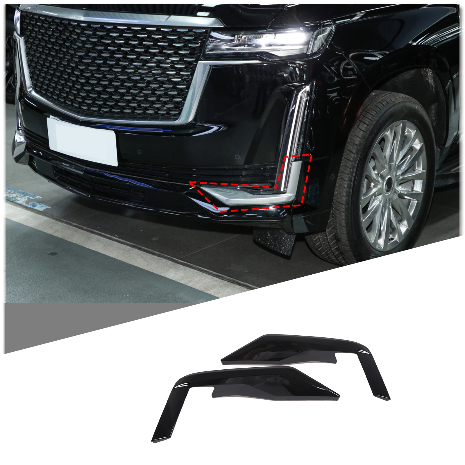 ABS-Black-For-Cadillac-Escalade-2021-2022-2023-Front-Daytime-Running ...
