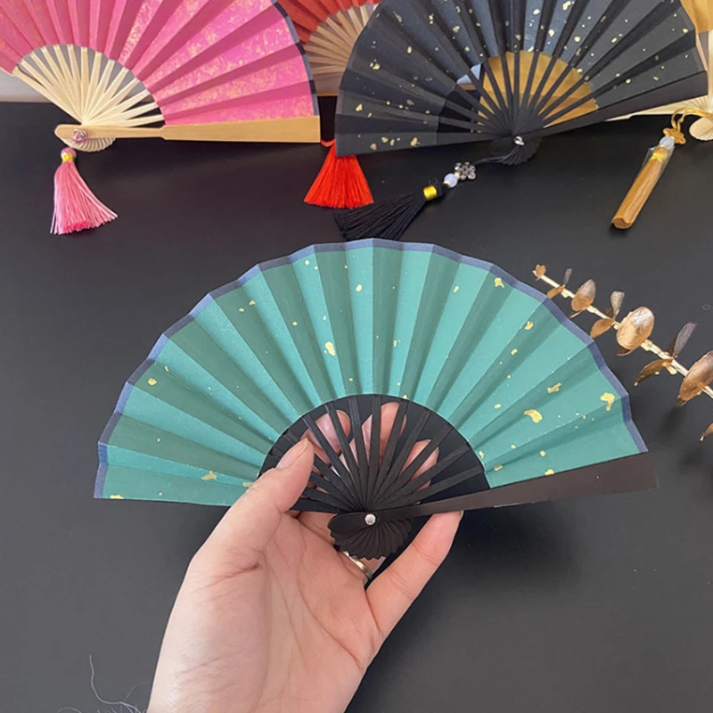 Mini Antique Folding Fan Sprinkle Gold Blank Paper Hand Fans Paintable ...