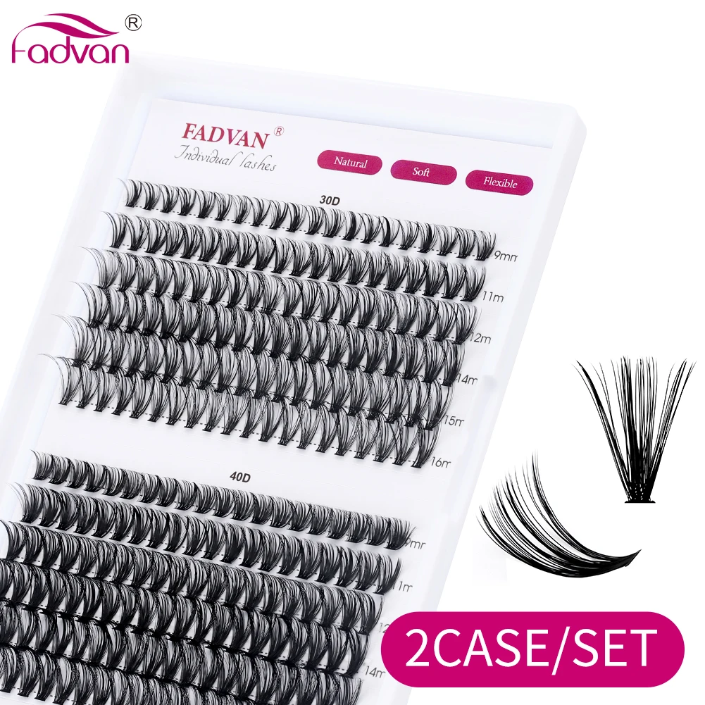 2-cases-set-Fadvan-DIY-Self-grafting-Lashes-480-Individual-Mink-Cluster ...