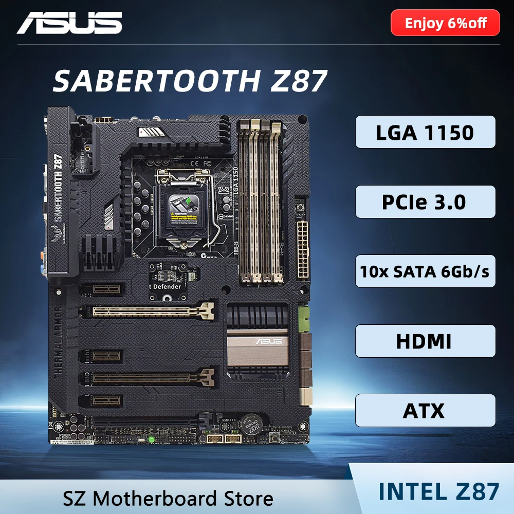 ASUS SABERTOOTH Z87 ATX Płyta główna LGA 1150 dla procesora i7-4770K i5 ...