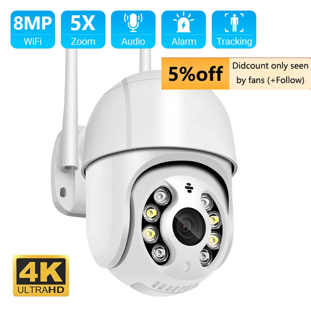 5MP Mini PTZ Wifi Camera H.265 Auto Tracking 1080P Wireless IP Camera ...