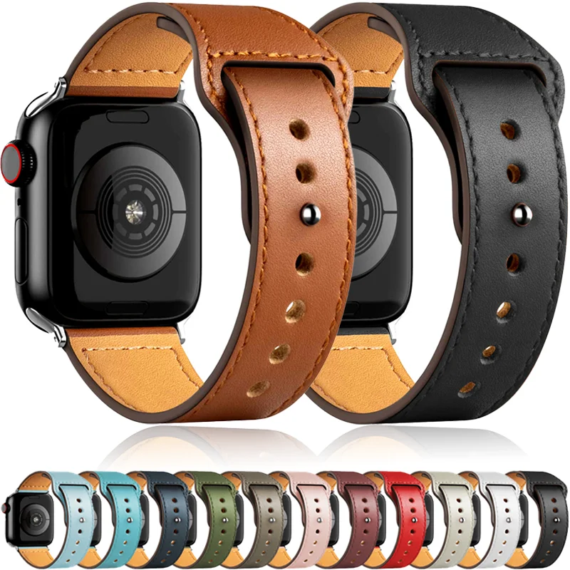 Leather strap for Apple Watch band high quality Male lady series 7 ...