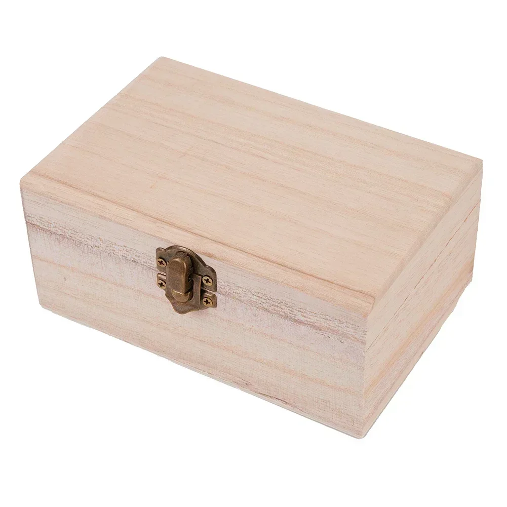 S M L Plain Wooden Jewelry Box Desktop Natural Wood Clamshell Storage ...