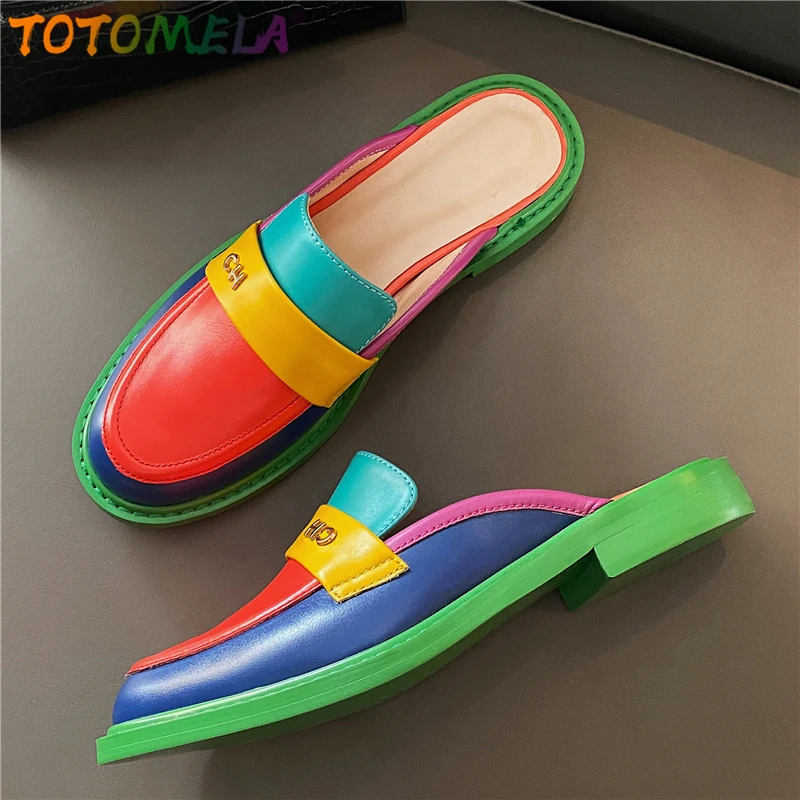 TOTOMELA Plus Size 34 42 New Genuine Leather Shoes Women Slippers Mixed ...